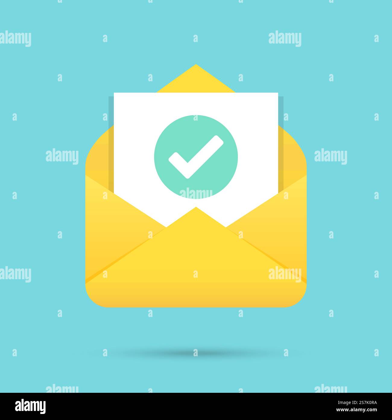 Mail with green check mark document icon in a flat design Stock Vector ...