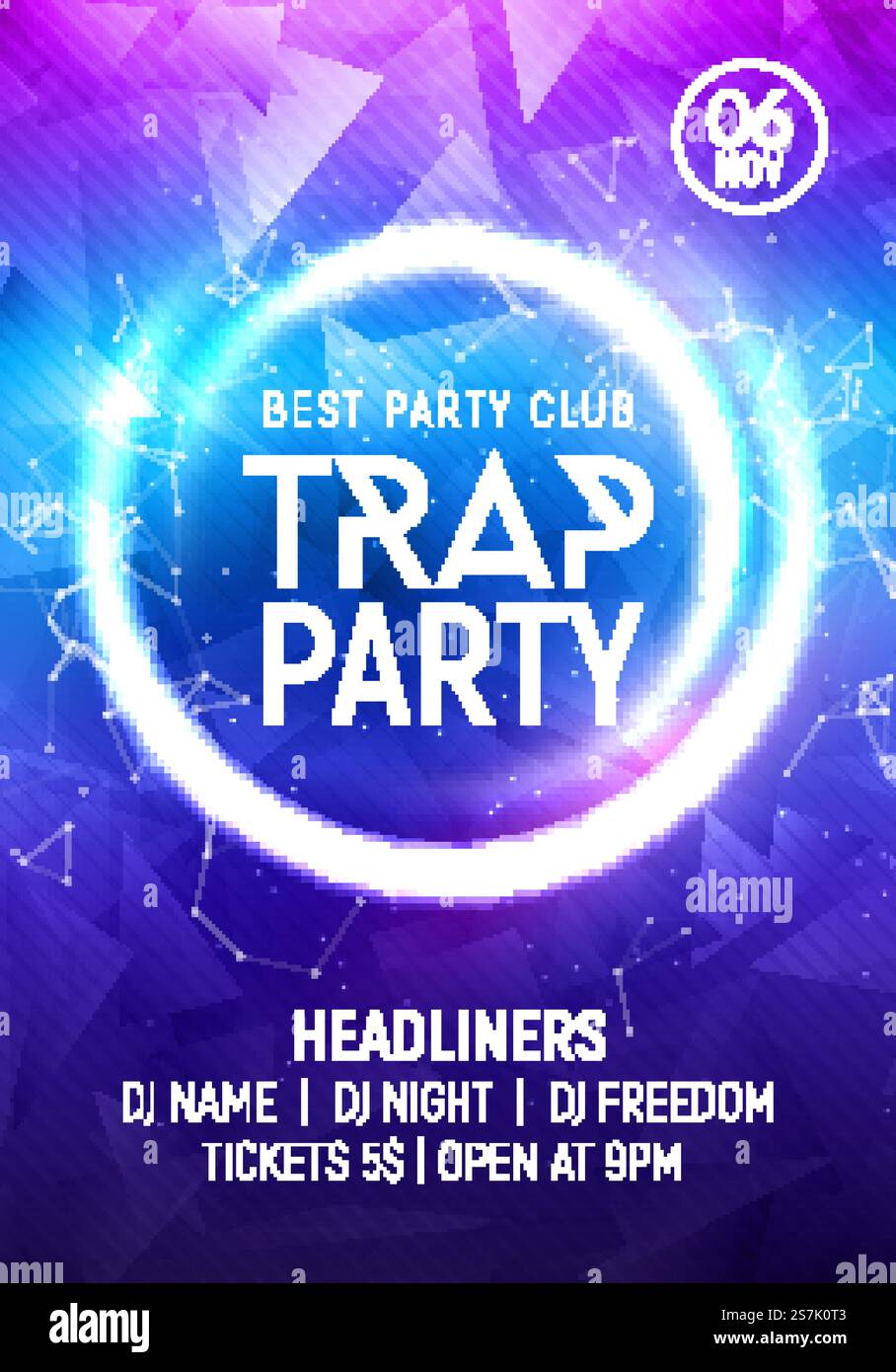 Electro dance trap party music night poster template. Electro style ...