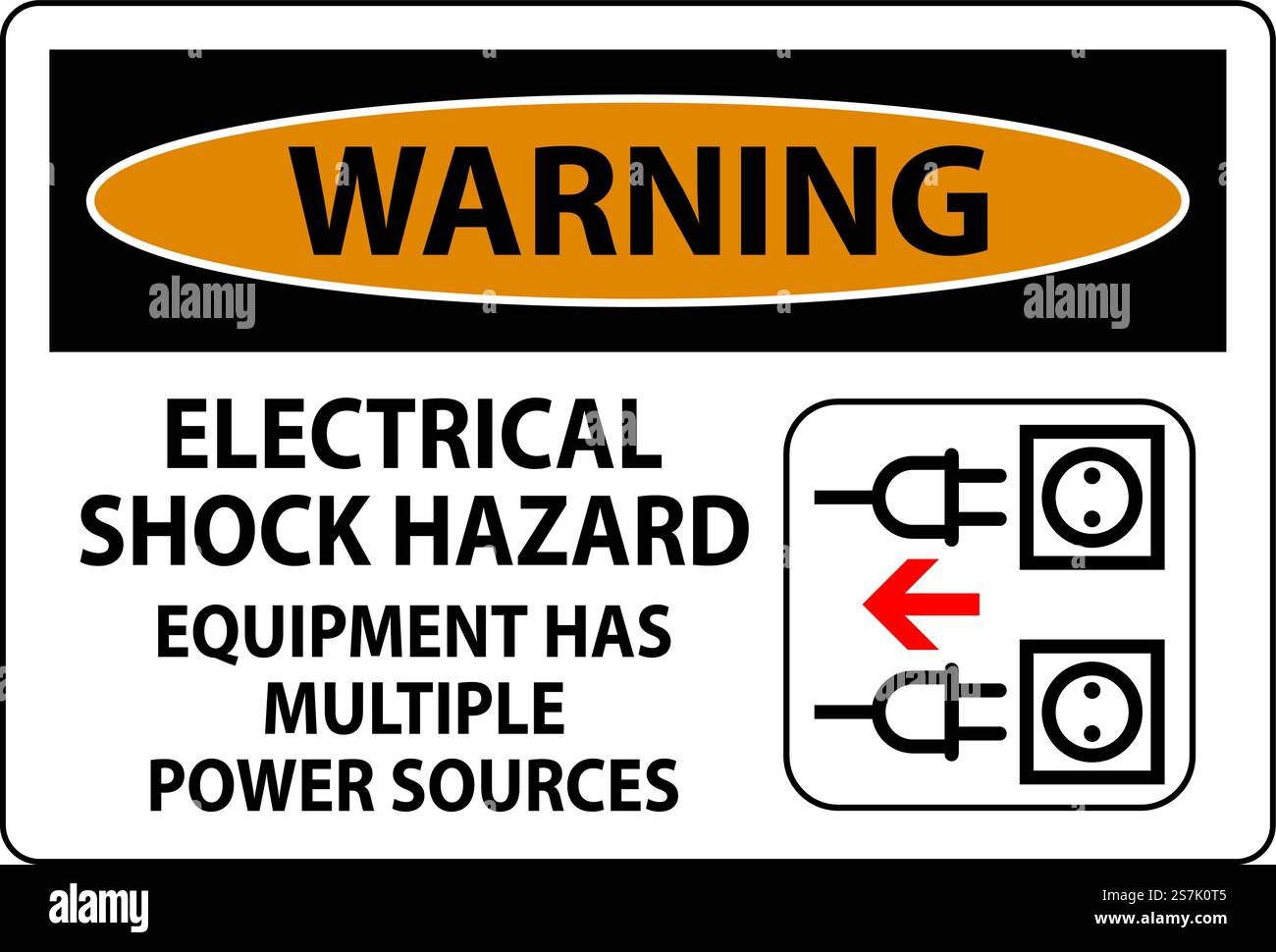 Warning Sign Electrical Shock Hazard, Equipment Has Multiple Power ...