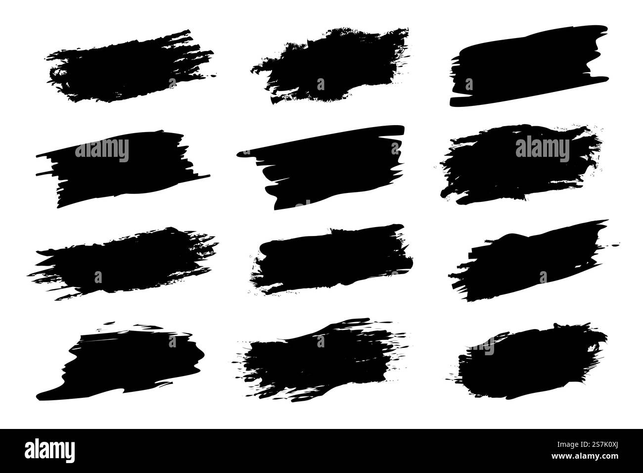 Collection of black banners ink brush strokes. Vector illustration ...