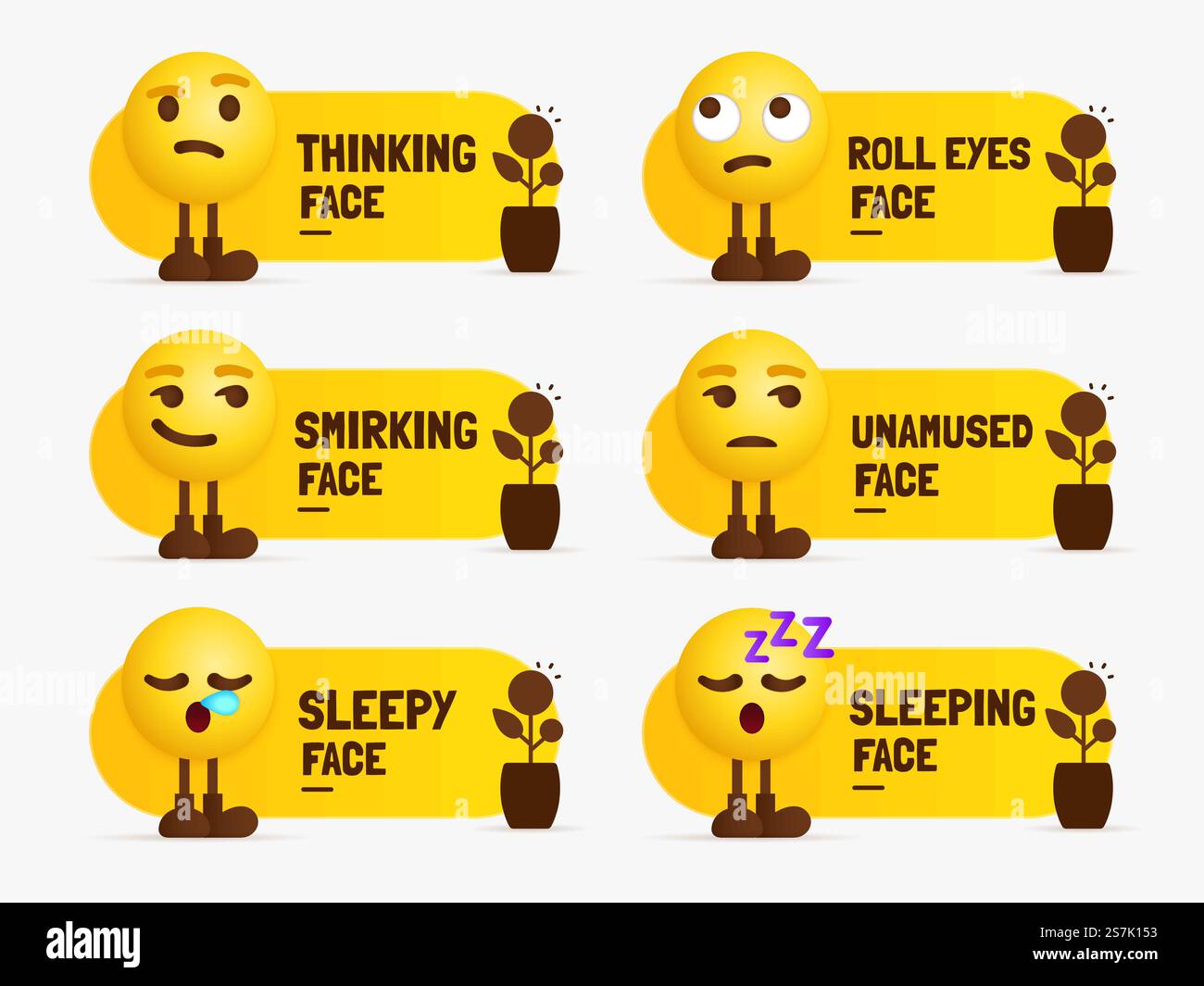 Emoji characters standing with text label, Set of mixed feeling Stock ...