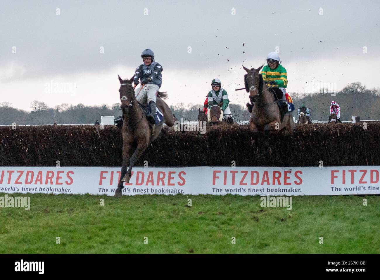 PLANNED PARADISE ridden by jockey Jack Tudor clears the last before ...
