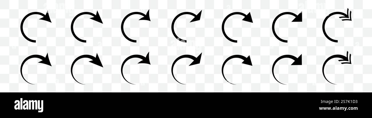Set of black circle arrows on transparent background Stock Vector Image ...