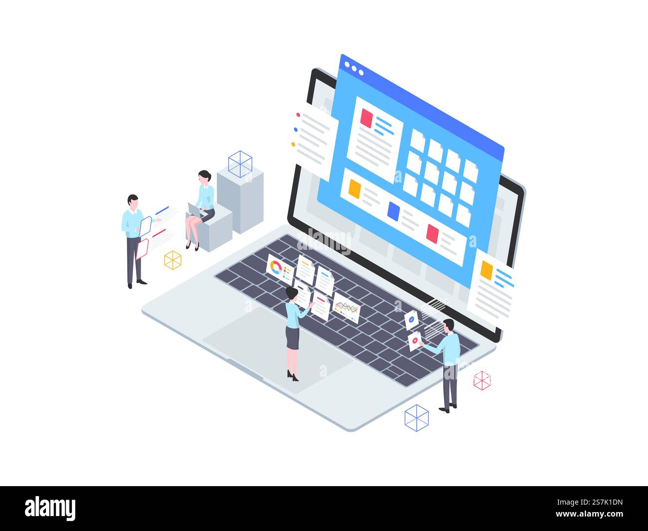 Business Documentation Isometric Illustration. Suitable for Mobile App ...