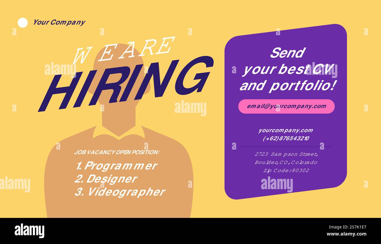 Hiring job social media banner template. Open recruitment announcement ...