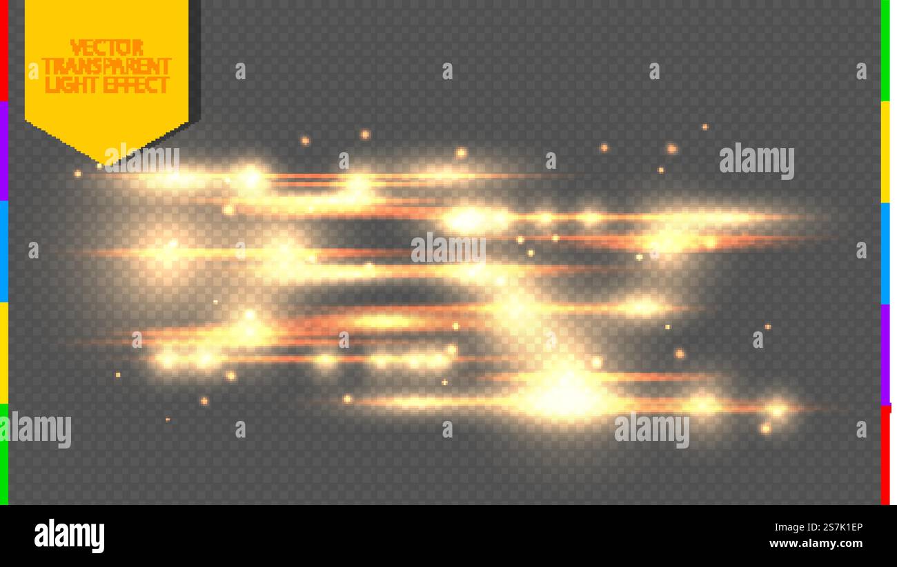 Vector red and blue special effect. Glowing streaks on transparent ...