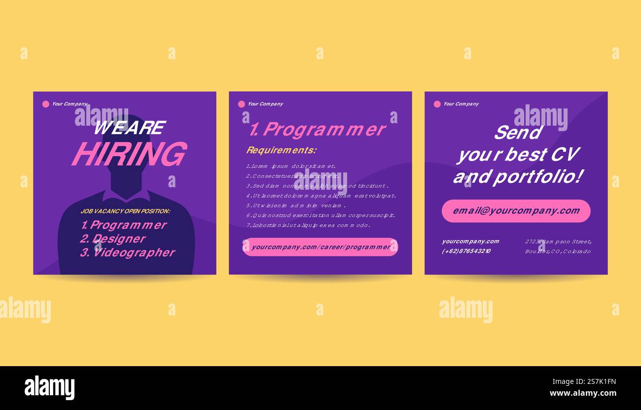 Hiring job social media feed content template. Open recruitment ...