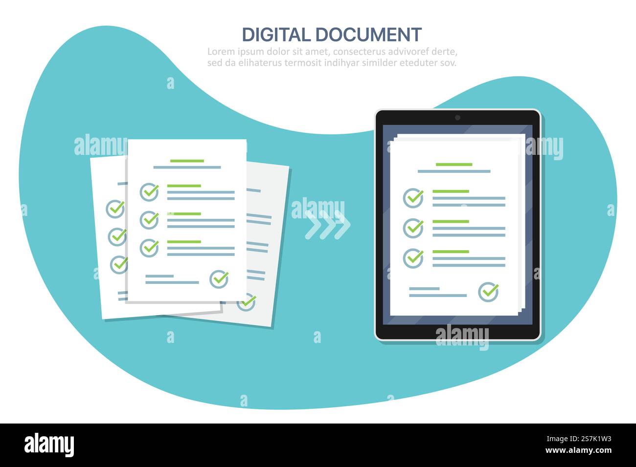 Digital checklist document in tablet and paper in a flat design. Vector ...