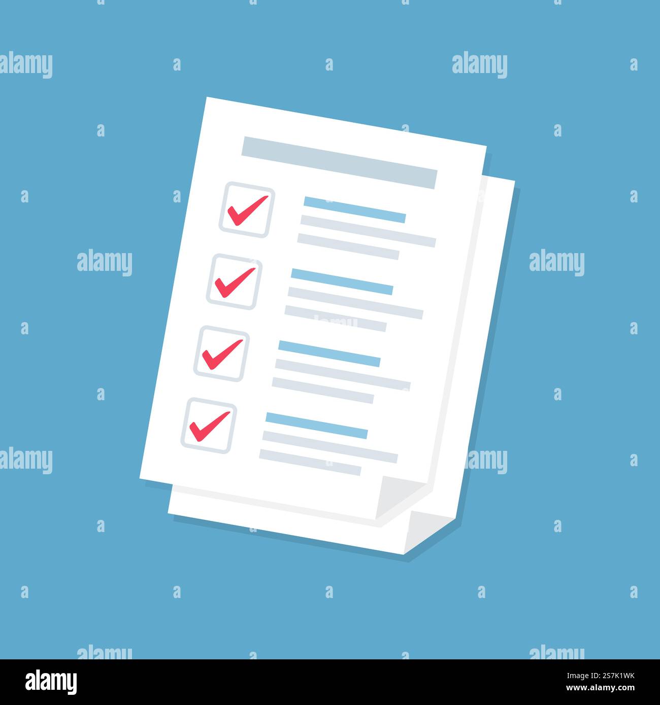 Document form paper sheets pile with checklist in a flat design Stock ...