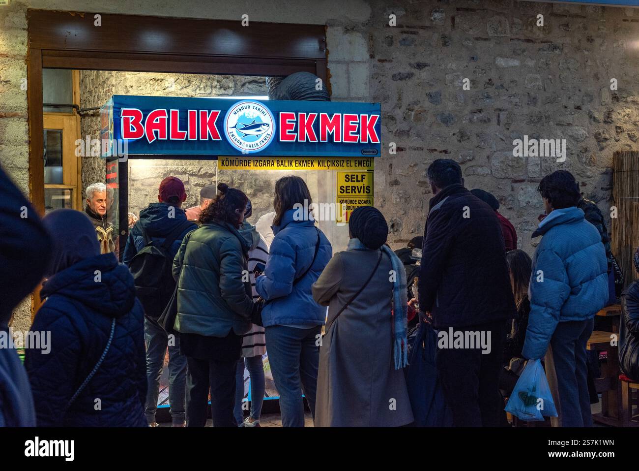 Istanbul, Turkey. January 3rd 2025. A queue of customers line up at a ...