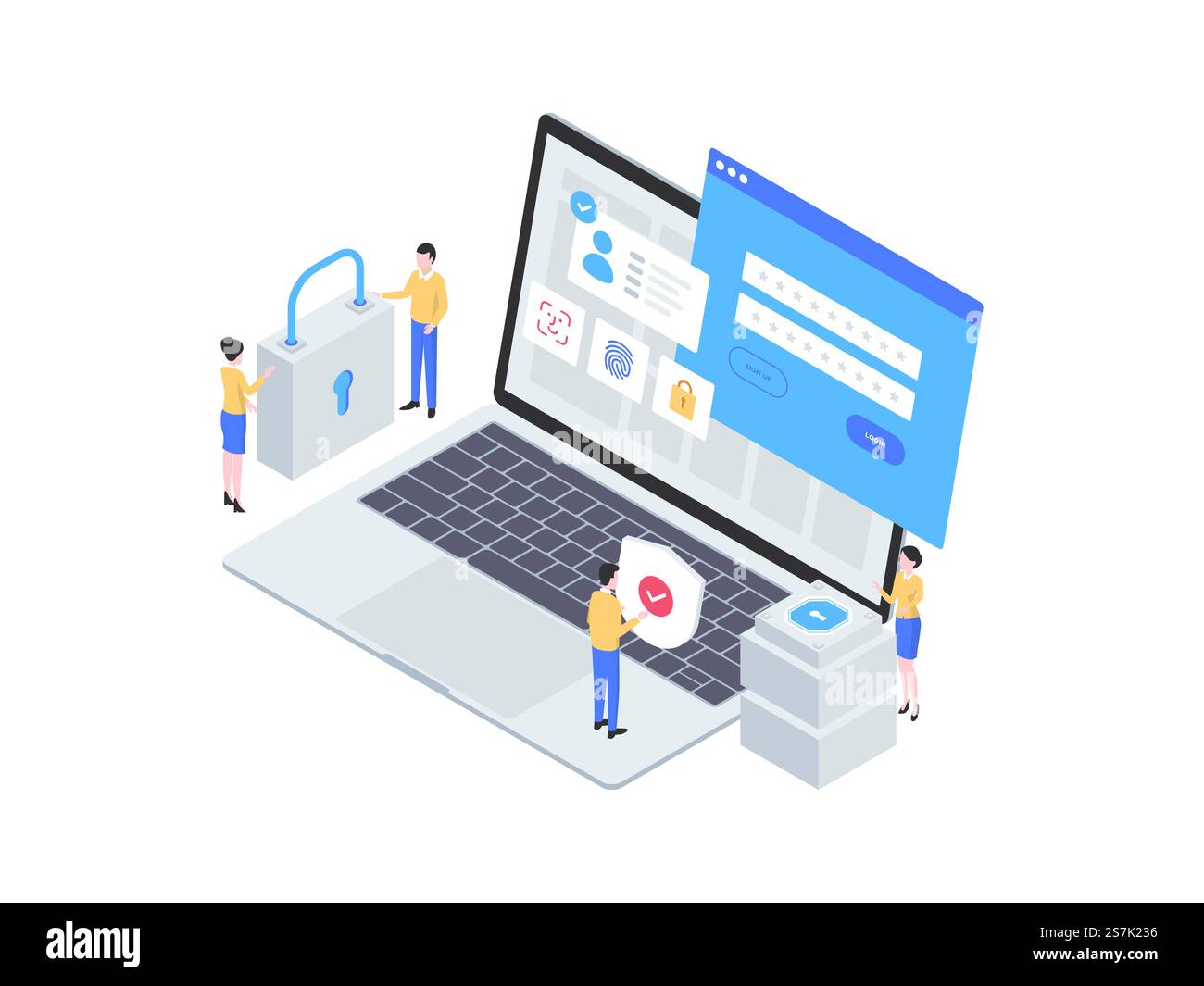 Desktop Login Isometric Illustration. Suitable for Mobile App, Website ...