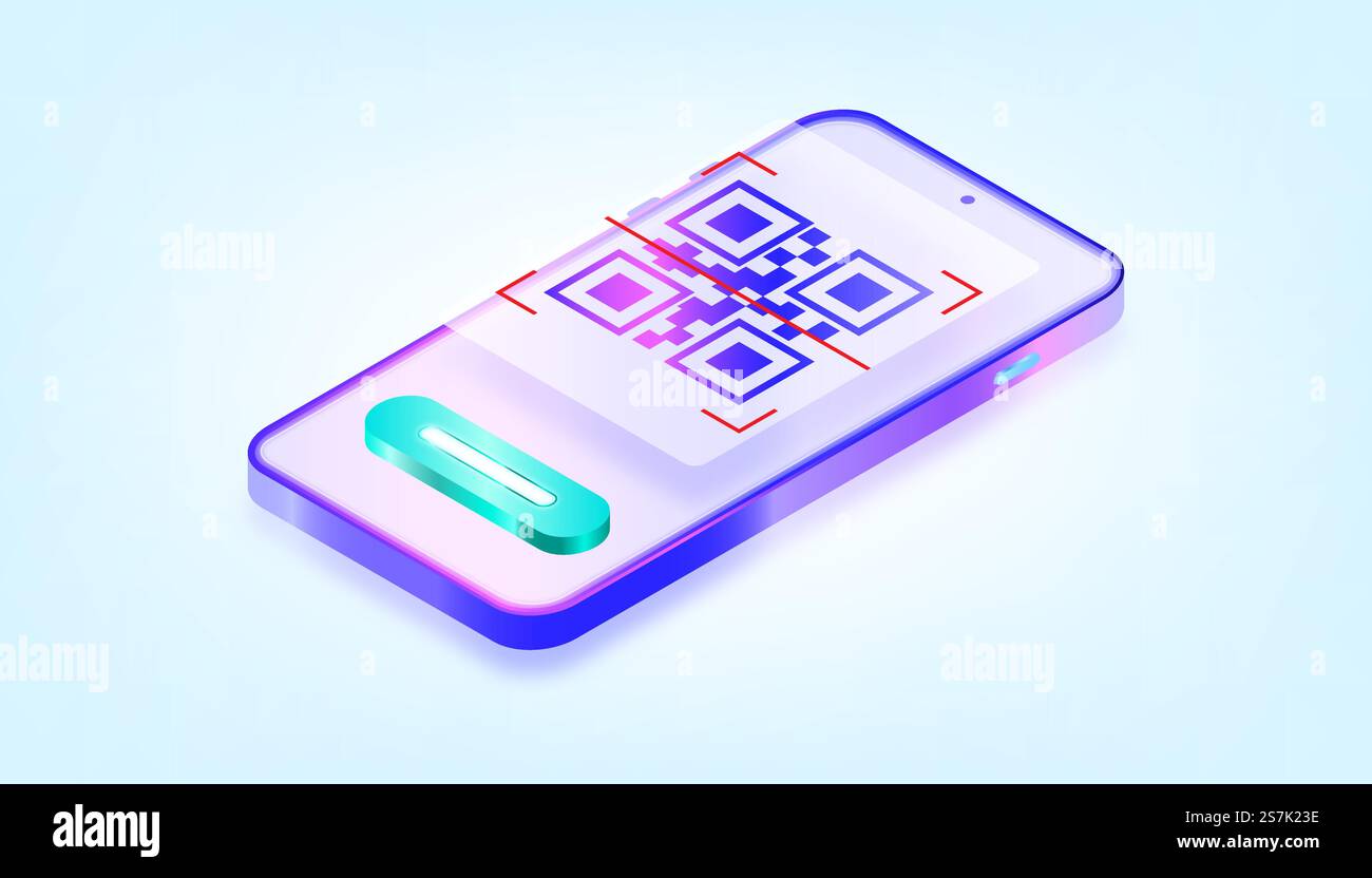 Online mobile app qr code scanner. 3D Gradient Web Vector Illustrations. Suitable for ui, ux ...