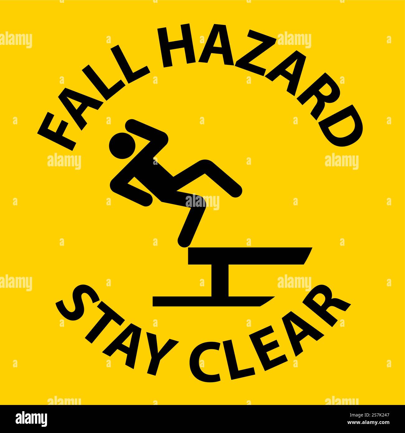 Fall Hazard Stay Clear Sign On White Background Stock Vector Image ...