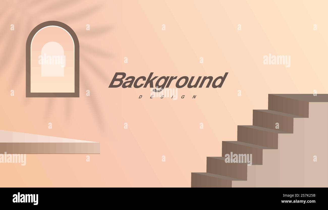 Abstract 3d stairs and window brown gold gradient luxury background ...