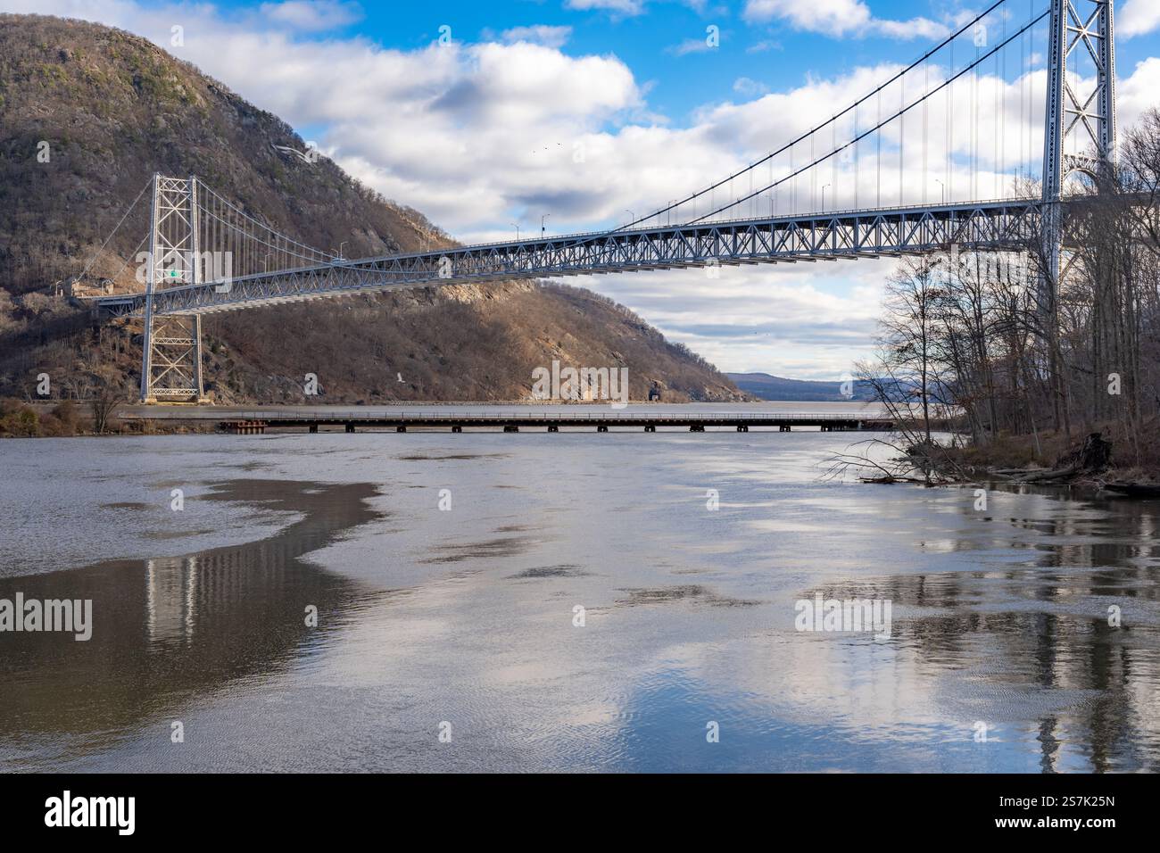 Bear Mountain Bridge, gray structural steel, located in the Hudson ...