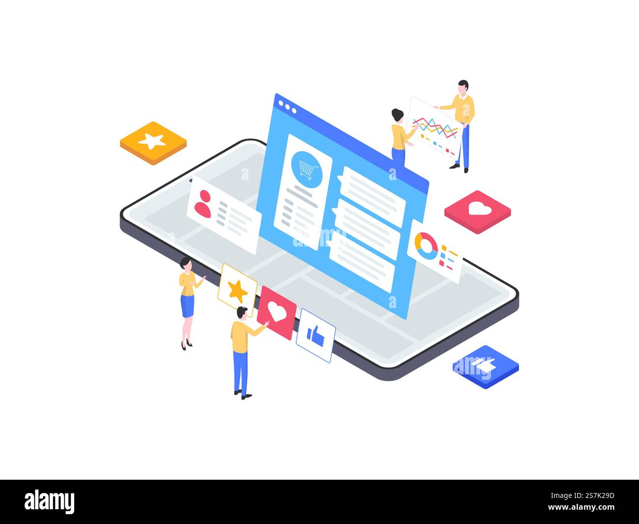 Testimonial Mobile Isometric Illustration. Suitable for Mobile App ...