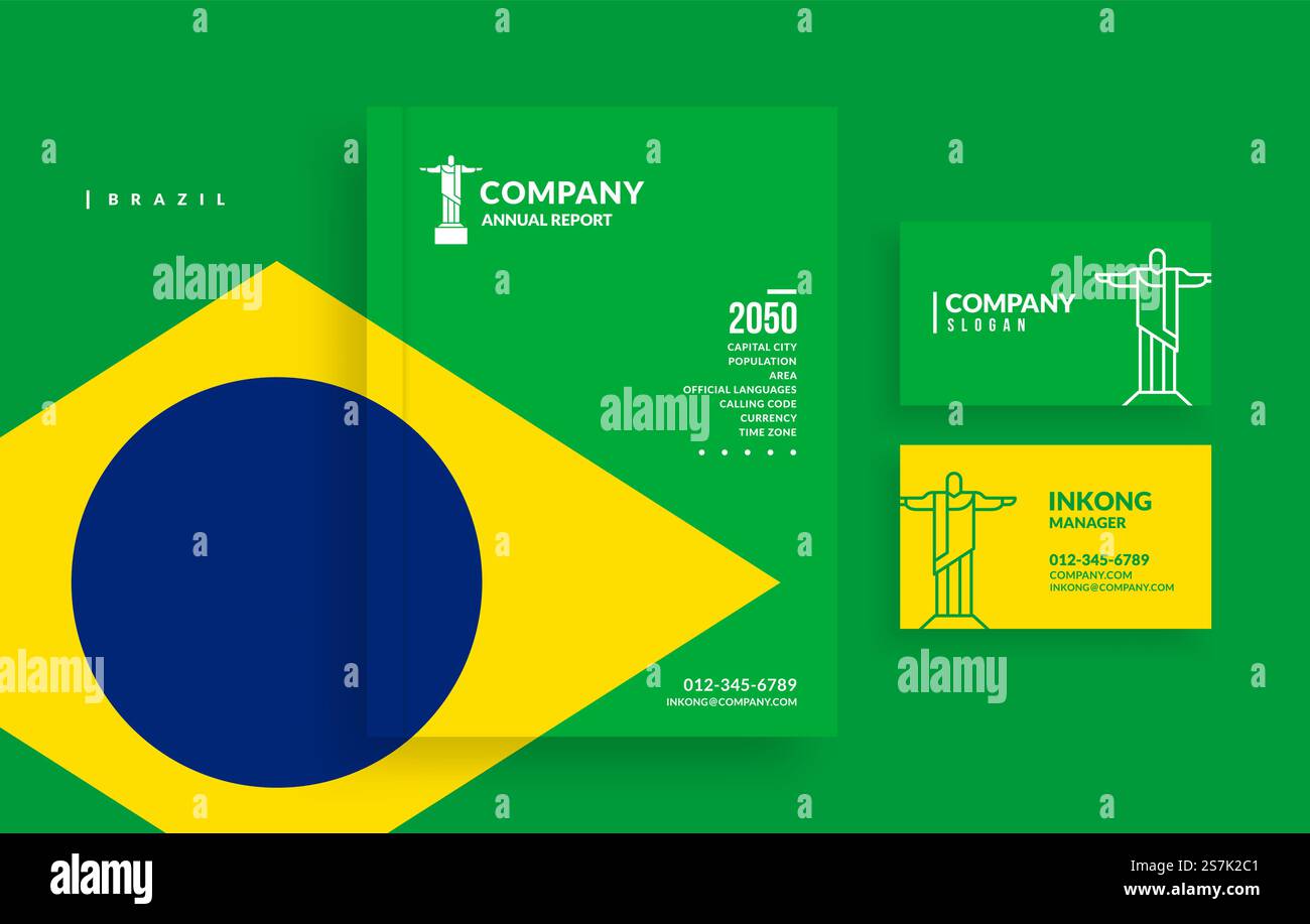 Brazil annual report book cover and minimal business card design Stock ...