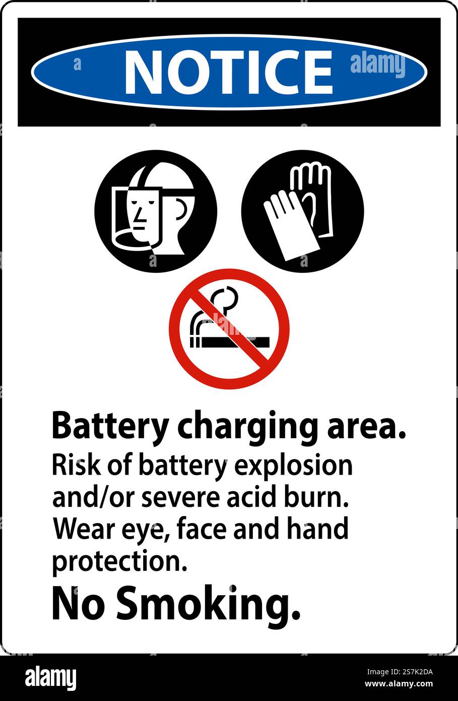 Notice Sign Battery Charging Area, Risk of Battery Explosion or Severe ...