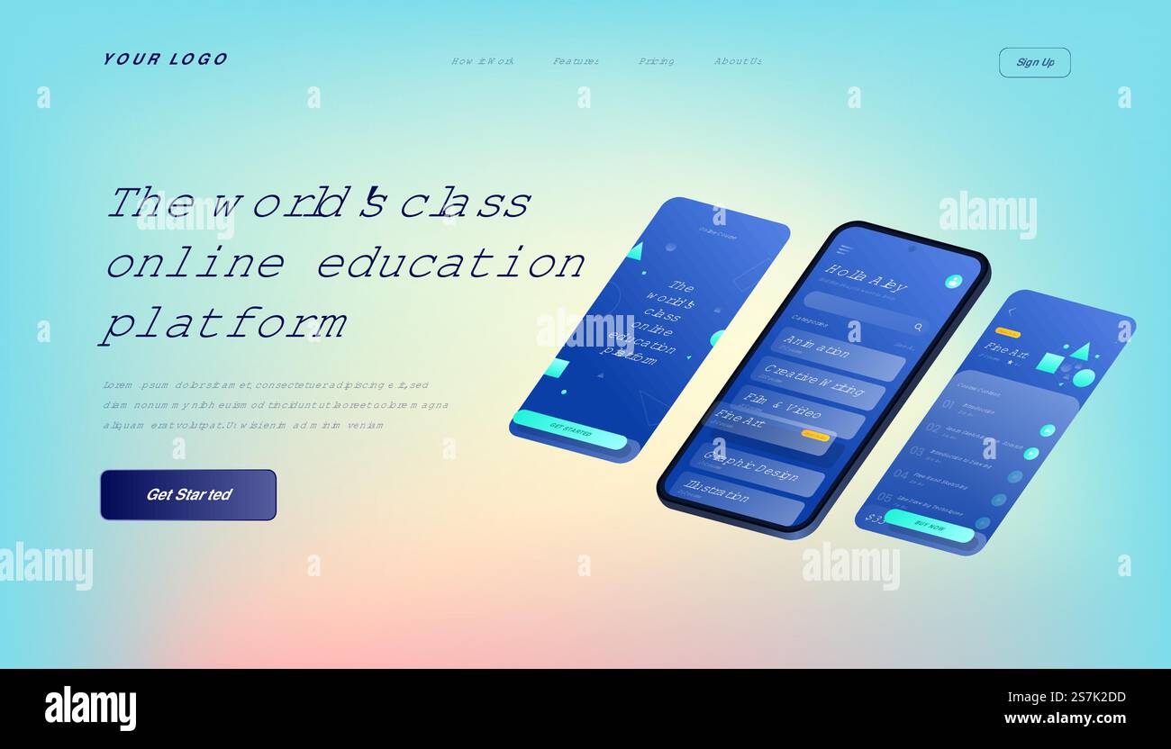 The world’s class online education platform Landing Page Template with ...