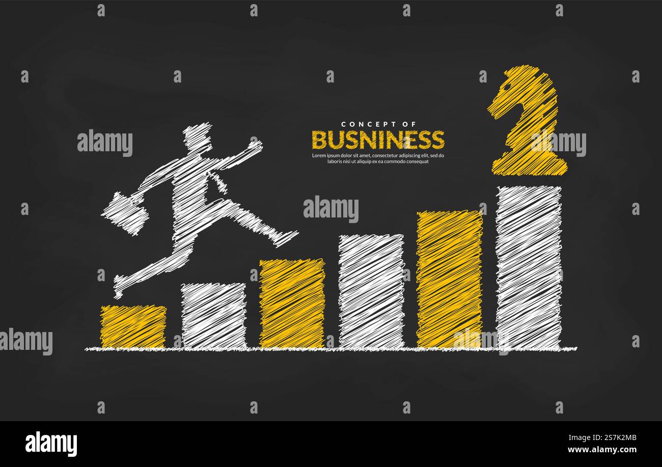 Businessman on graph jumping across obstacles to success, Business risk ...