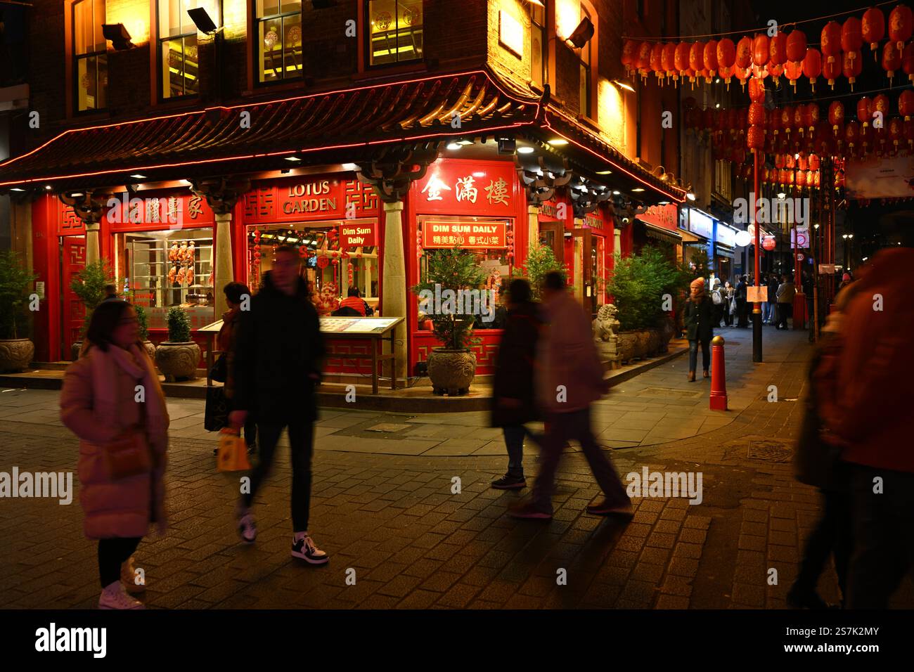 Night Scene of Chinese Restaurant in London's Chinatown with Lanterns ...