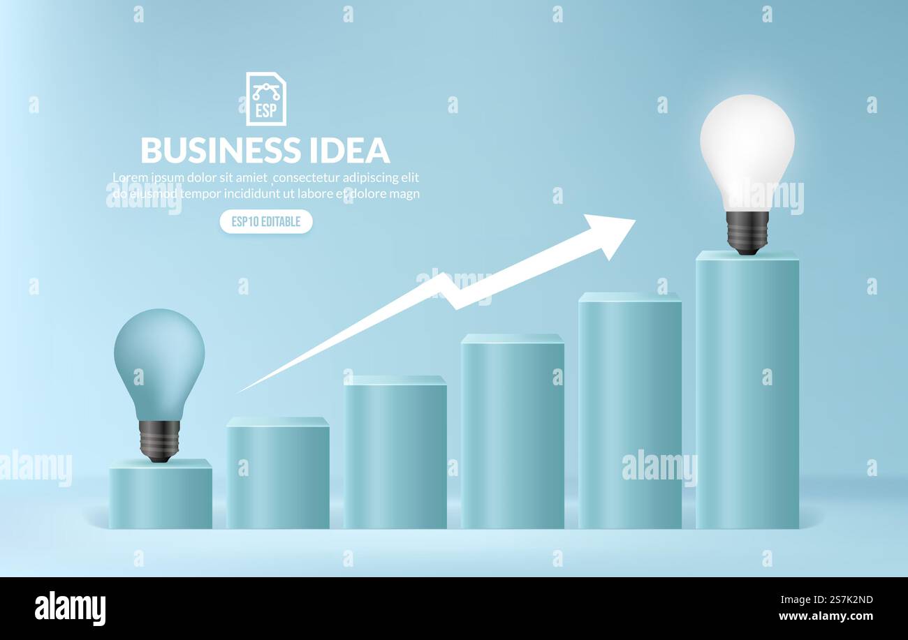 Light bulb climbing up stairs to reach a target, Ladder of business ...
