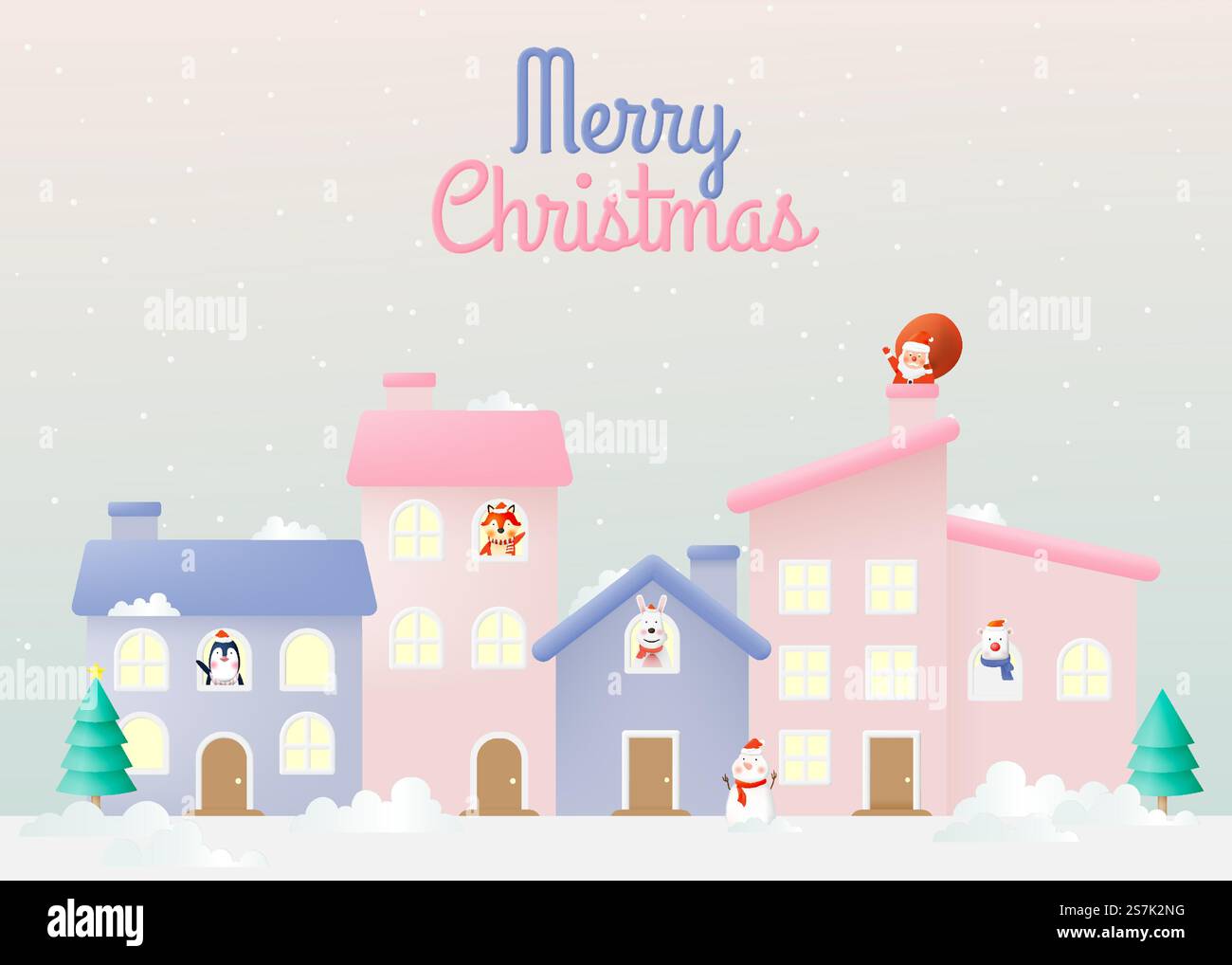 Santa claus and gang of animal party with very cute character design ...