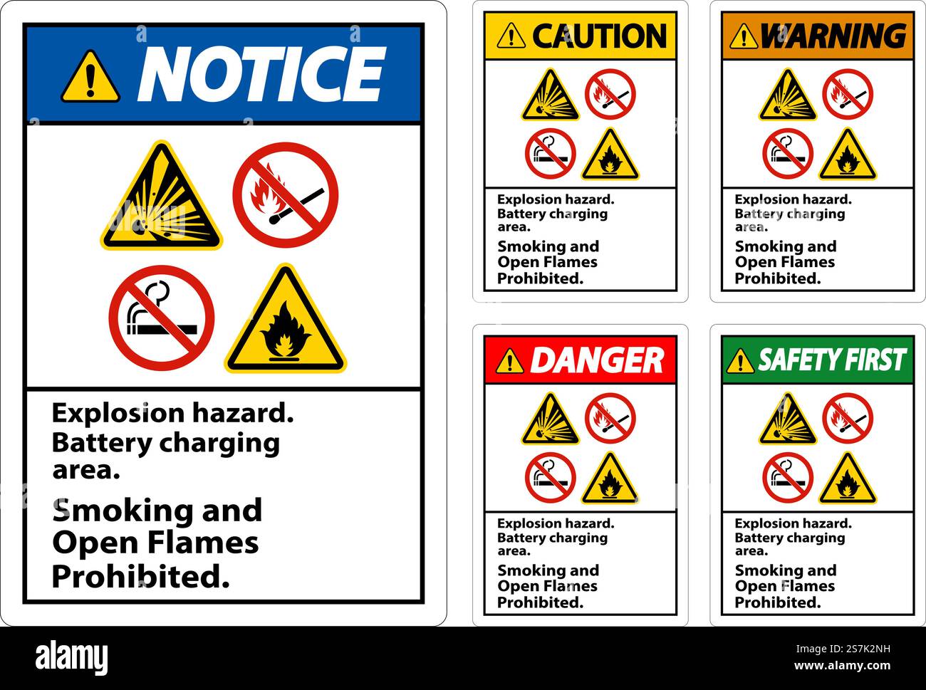 Danger Sign Explosion Hazard, Battery Charging Area, Smoking And Open ...