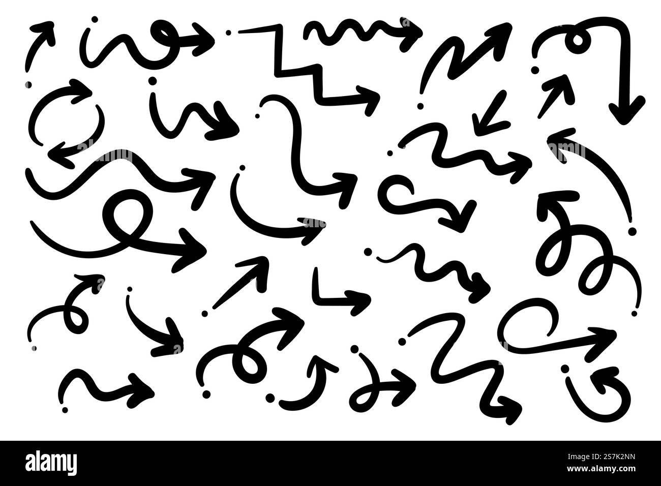 Free hand drawn line drawing arrow set design isolated on white ...