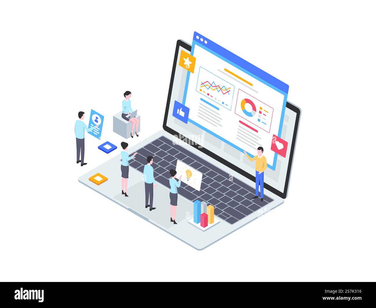Business Pitching Isometric Illustration. Suitable for Mobile App ...