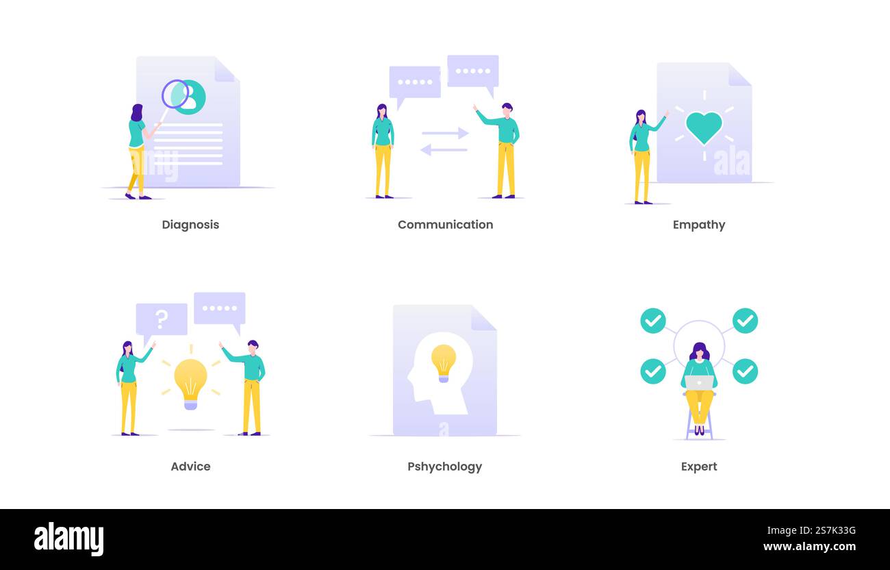 Counseling vector illustration concept. Therapy, diagnosis, empathy ...
