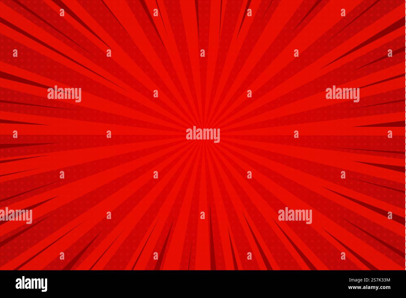 Abstract background comic cartoon red zoom lines with halftone pattern ...