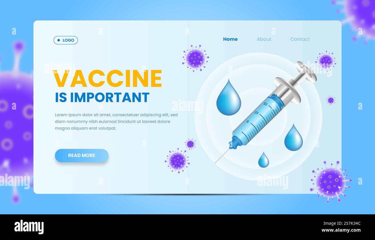 Vaccine landing page design with 3d illustration Stock Vector Image ...