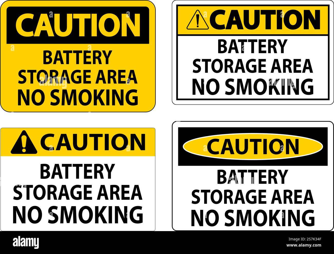 Caution Sign Battery Storage Area No Smoking Stock Vector Image & Art ...