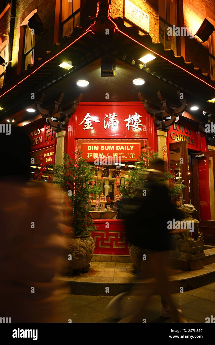Night Scene of Chinese Restaurant in London's Chinatown with Lanterns ...