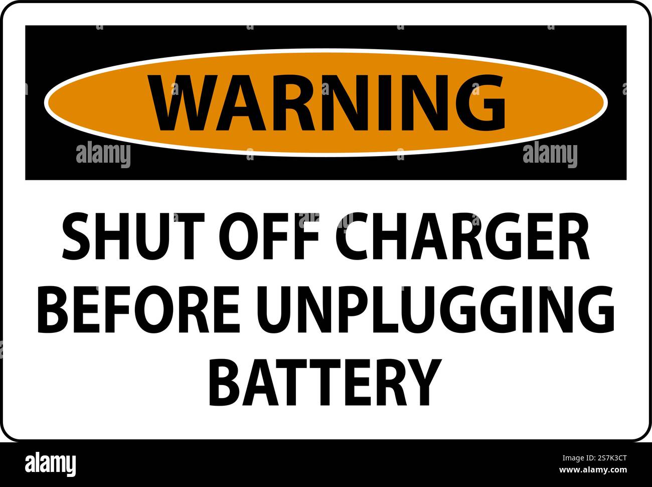 Warning Sign Shut Off Charger Before Unplugging Battery Stock Vector ...