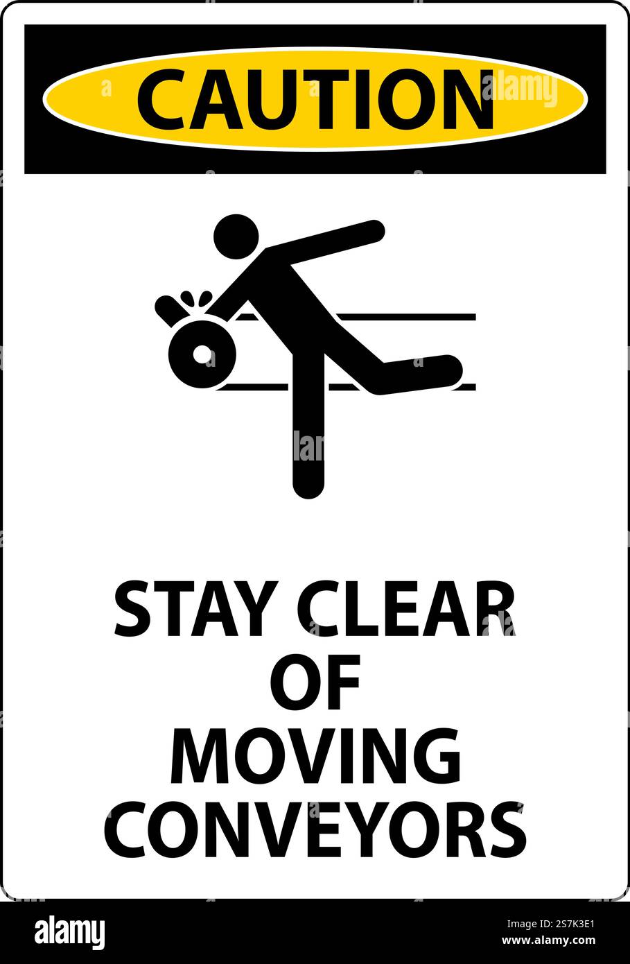 Caution Sign Moving Conveyors Stay Clear Stock Vector Image & Art - Alamy