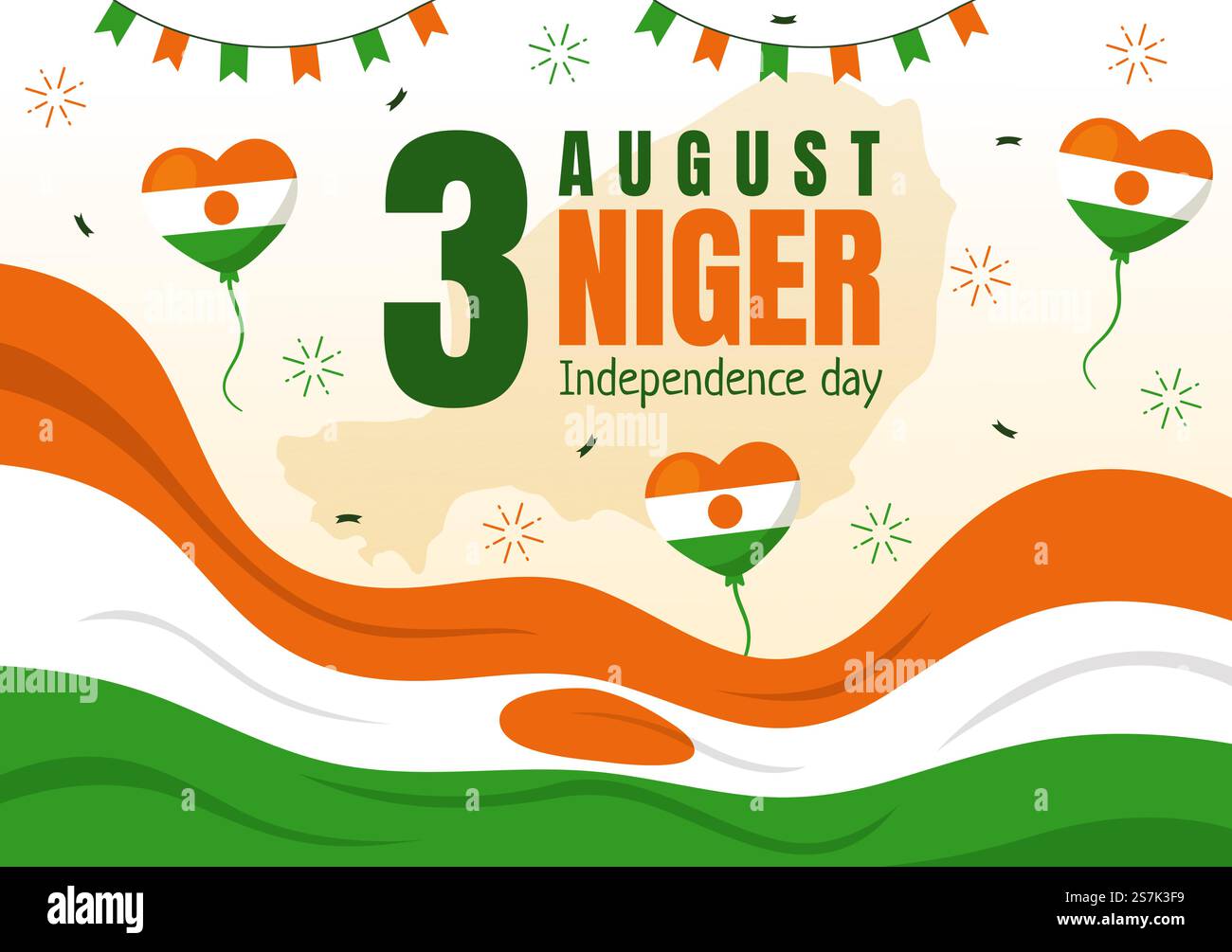 Happy Niger Republic Day Vector Illustration with Waving Flag and ...
