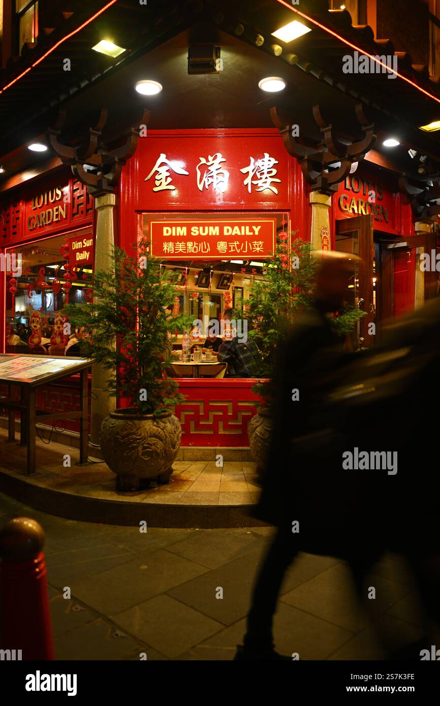 Night Scene of Chinese Restaurant in London's Chinatown with Lanterns ...