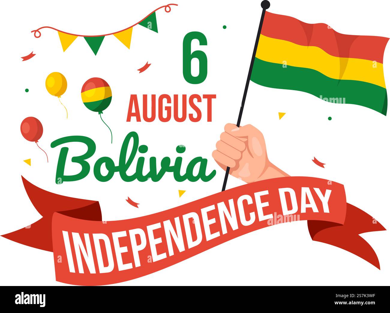 Bolivia Independence Day Vector Illustration on 6 August with festival ...