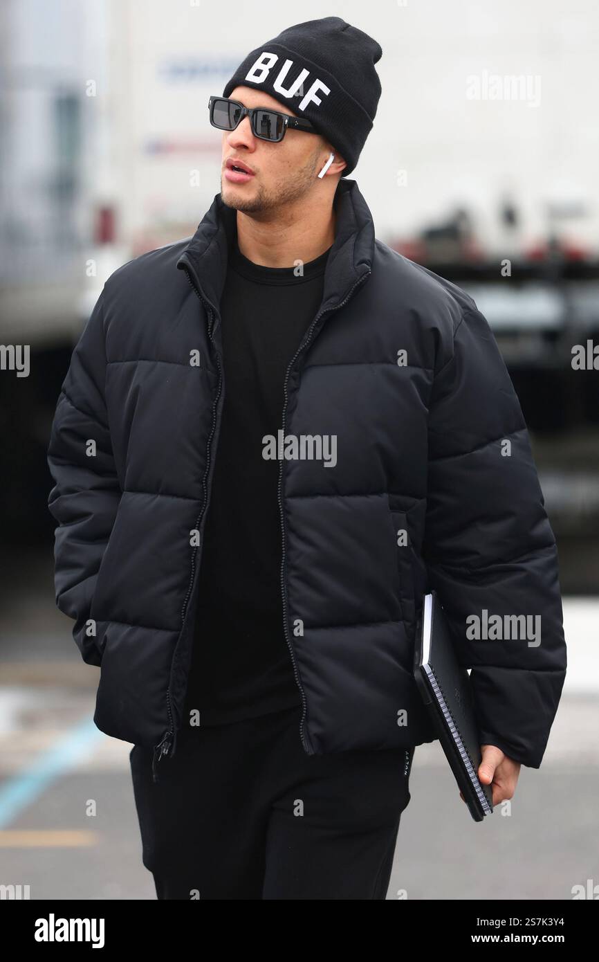 Buffalo Bills linebacker Terrel Bernard (43) arrives at stadium prior ...