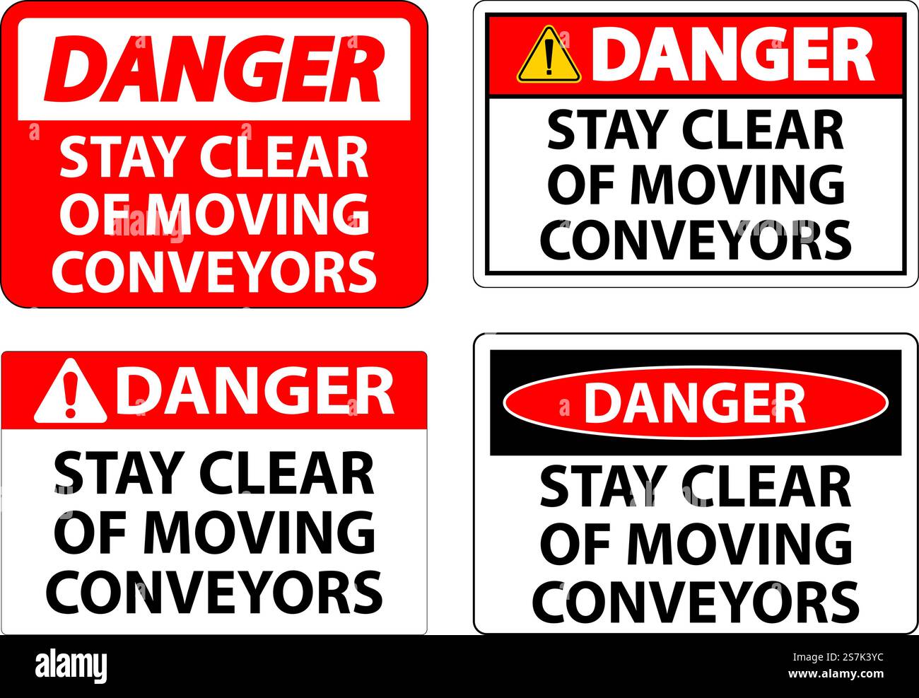 Danger Sign Moving Conveyors Stay Clear Stock Vector Image & Art - Alamy