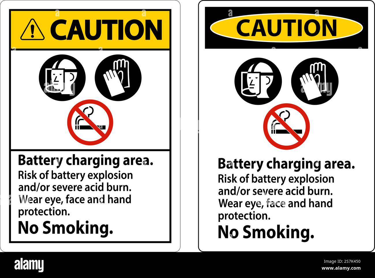Caution Sign Battery Charging Area, Risk of Battery Explosion or Severe ...