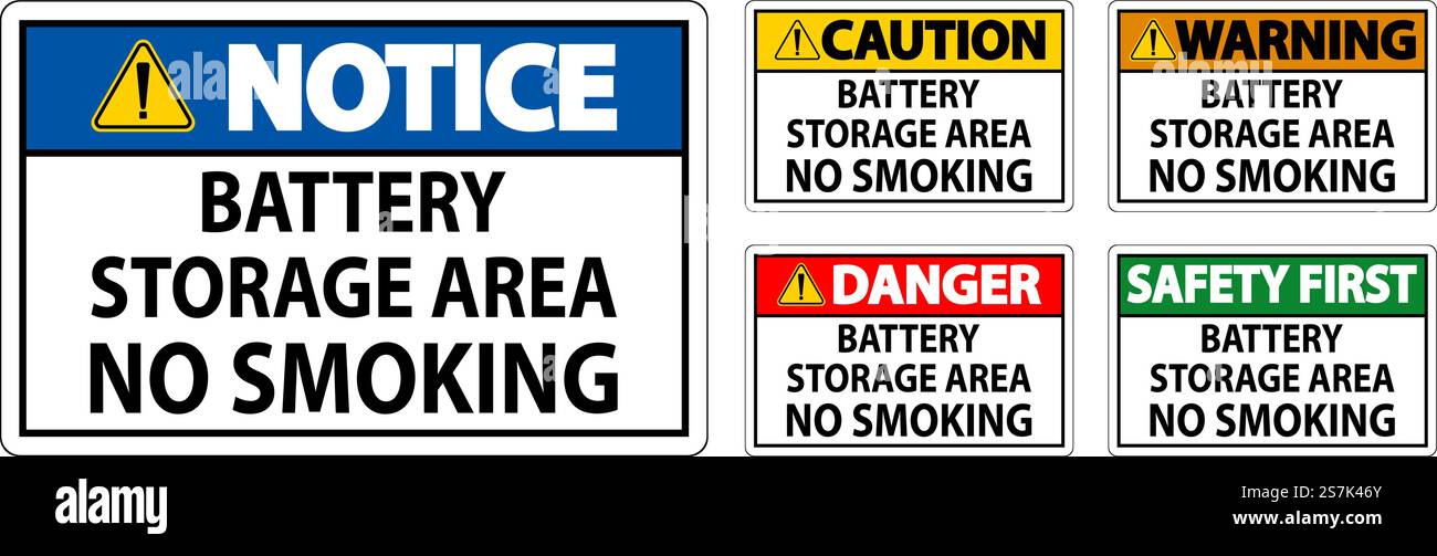 Danger Sign Battery Storage Area No Smoking Stock Vector Image & Art ...
