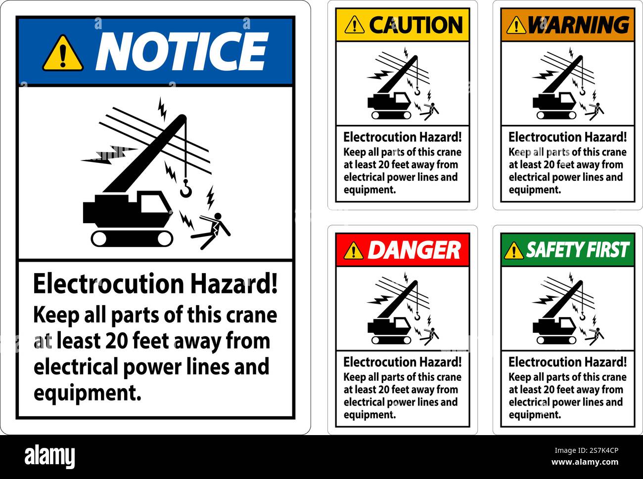 Caution Sign Electrocution Hazard, Keep All Parts Of This Crane At ...