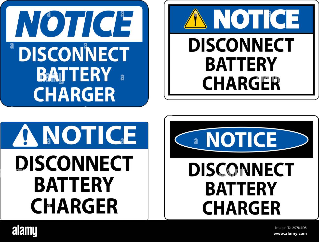 Notice Sign Disconnect Battery Charger On White Background Stock Vector ...