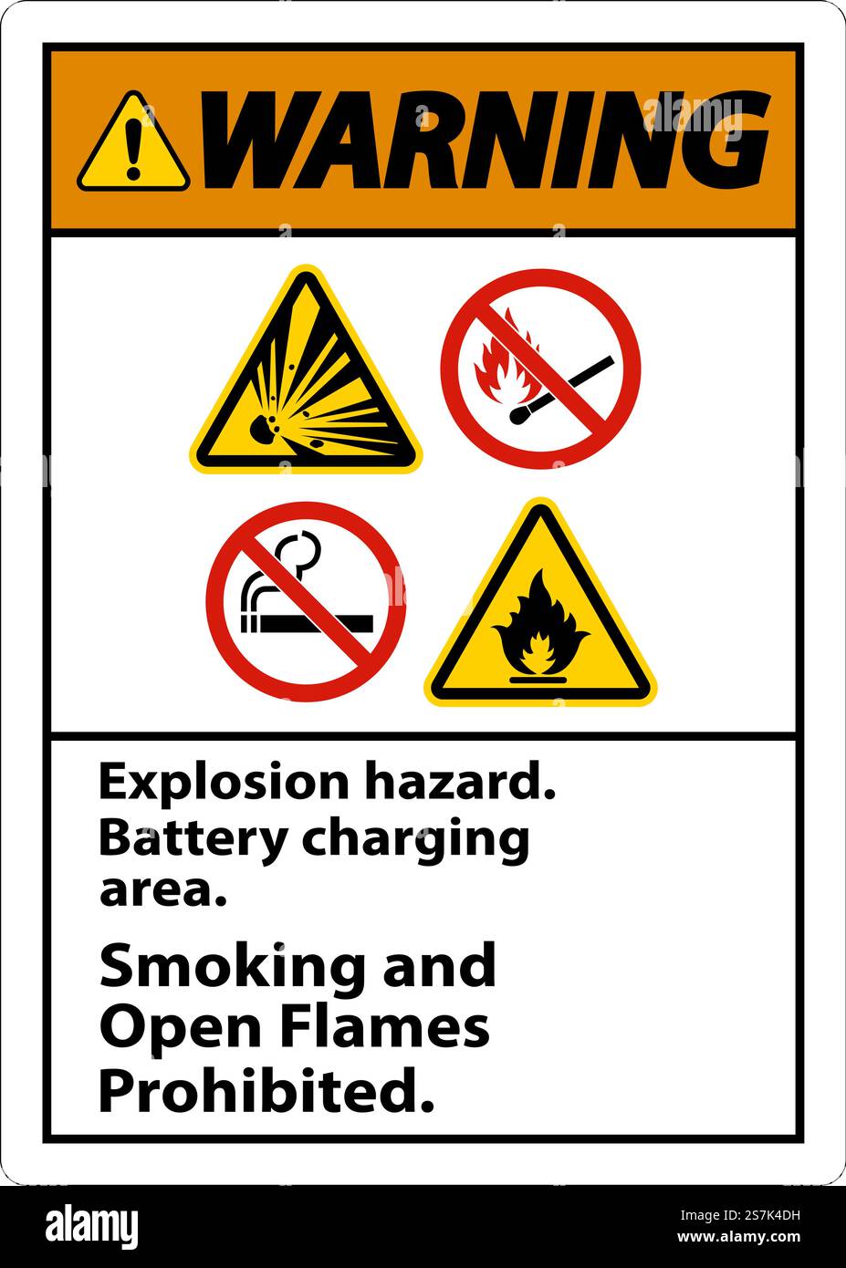 Warning Sign Explosion Hazard, Battery Charging Area, Smoking And Open ...