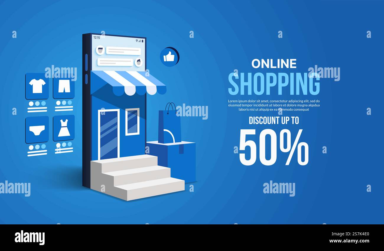 Online shopping on website and mobile application by smart phone ...