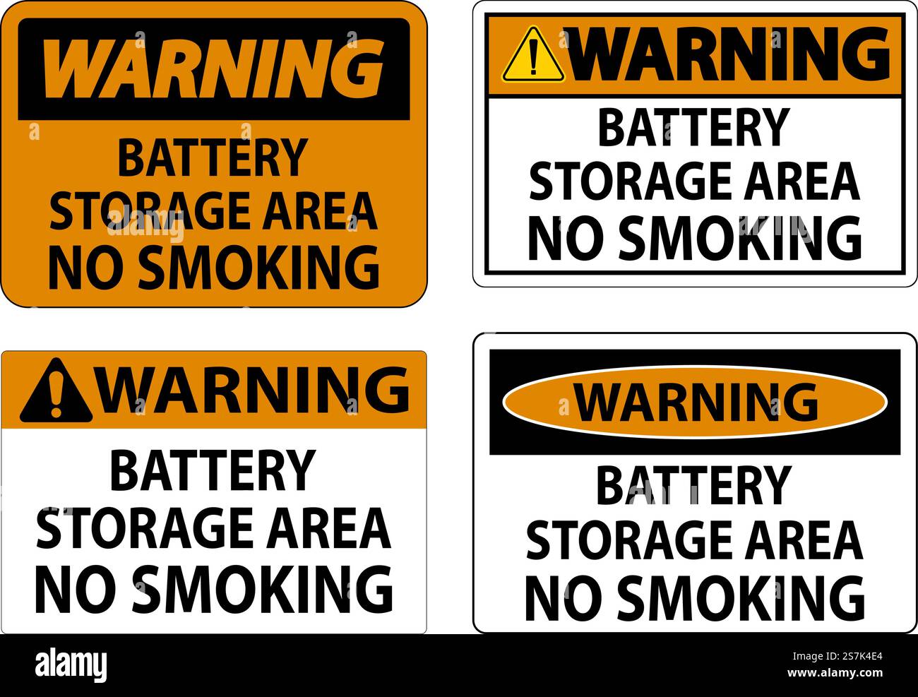 Warning Sign Battery Storage Area No Smoking Stock Vector Image & Art ...