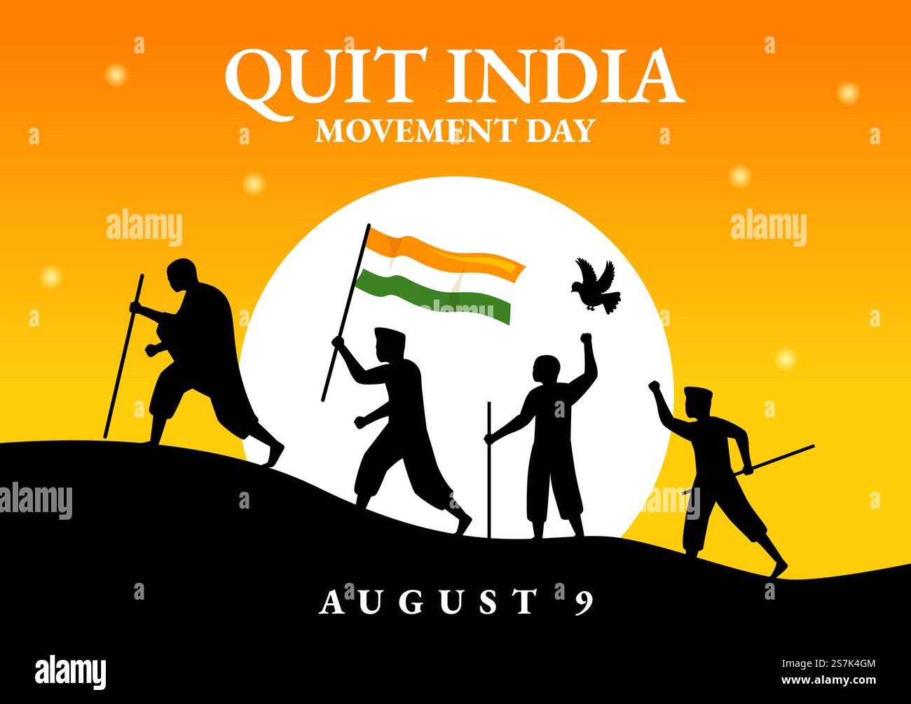 Quit India Movement Day Vector Illustration on 9 August with Indian ...